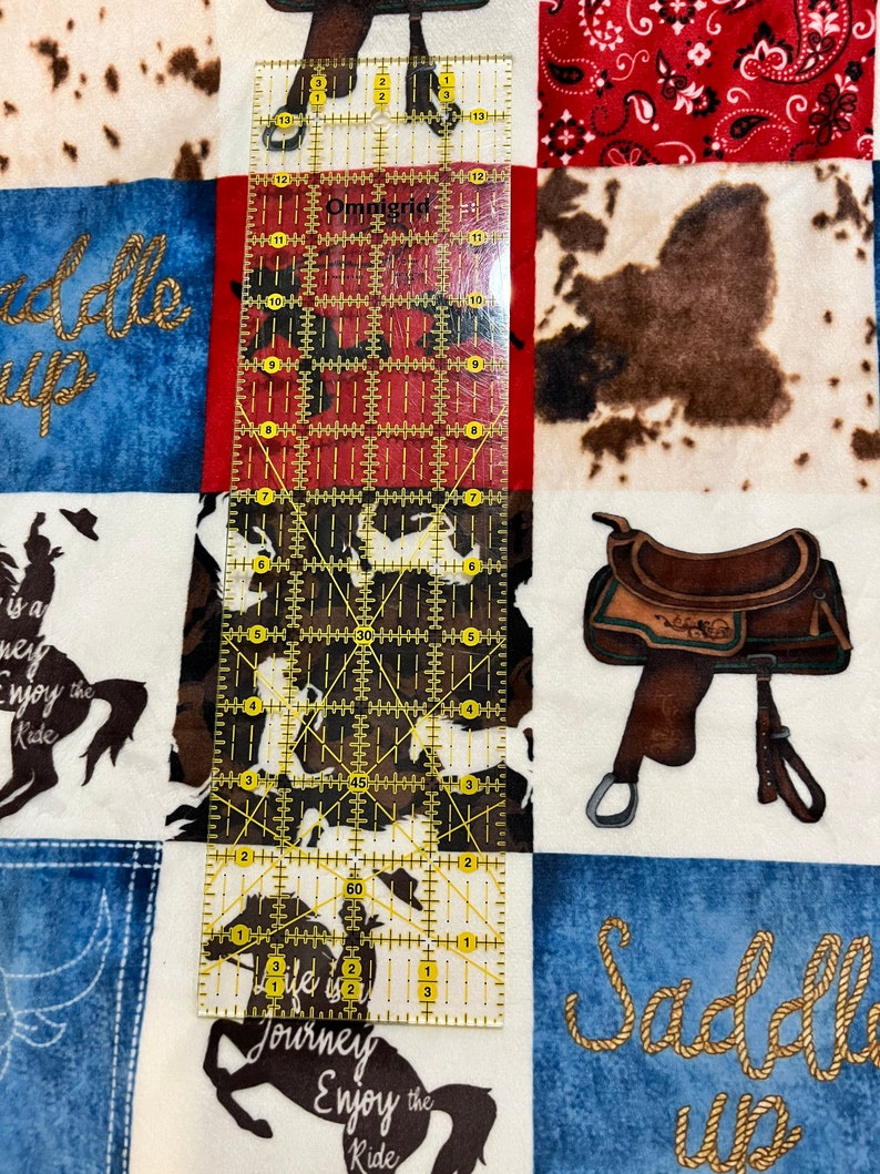 Western Cowboy Saddle up Digital Cuddle in Natural Minky - Etsy