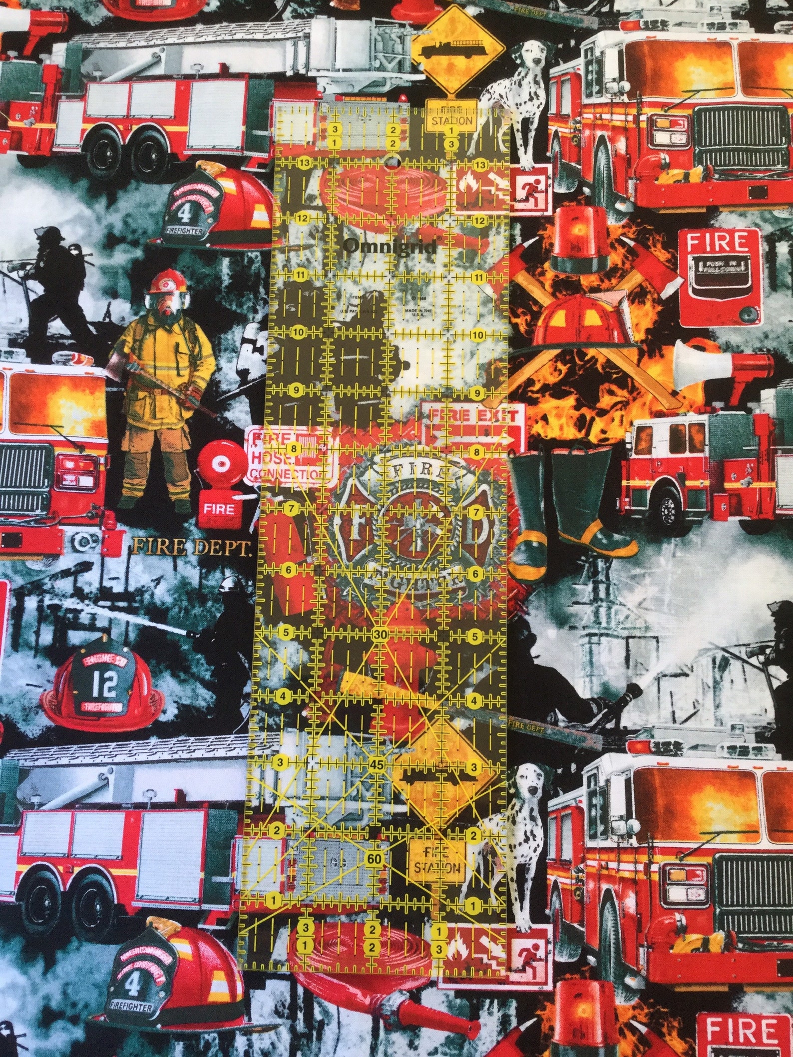 Firefighter Fireman Patchwork Cotton Fabric by Timeless - Etsy