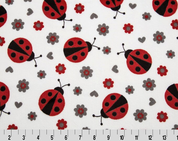 Lady Bug Cuddle Scarlet Cuddle Minky Fabric by Shannon Fabrics White ...