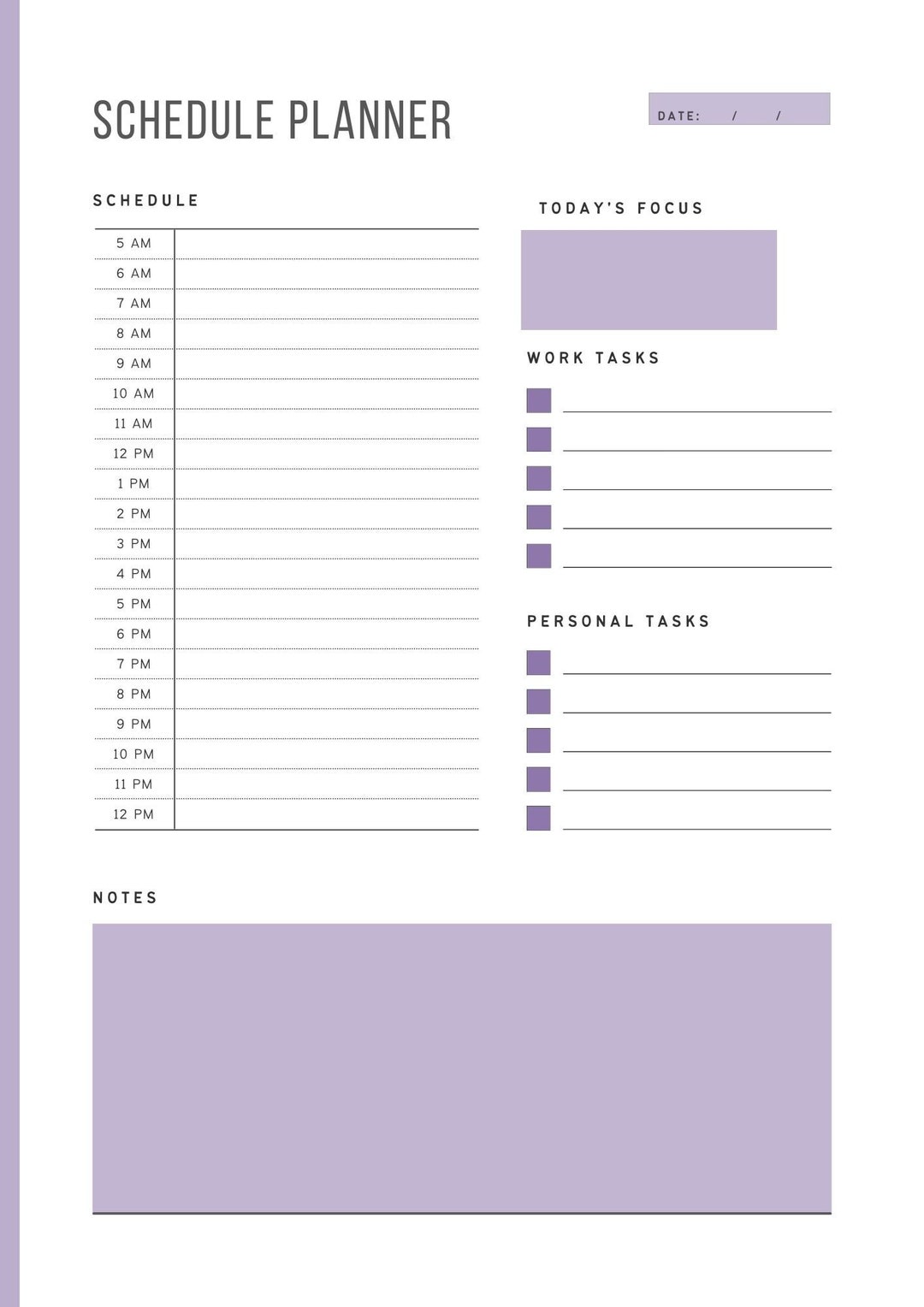 Schedule Planner, Daily Planner, Printable Planner, Calendar, to Do ...