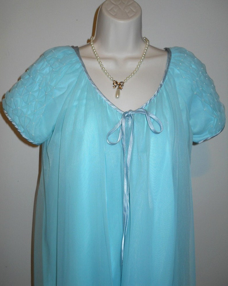 Vintage Louis Jean Baby Blue Chiffon Peignoir Negligee Set ~ 1960's ...