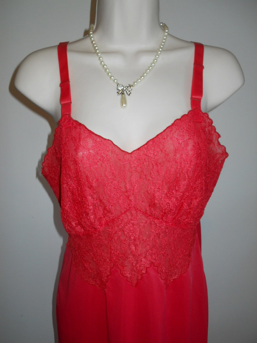 Vintage 1950's Sexy Pin up Girl Carol Brent Red Nylon Lavish Lace Full Slip Chemise ~ Size 36 - Etsy