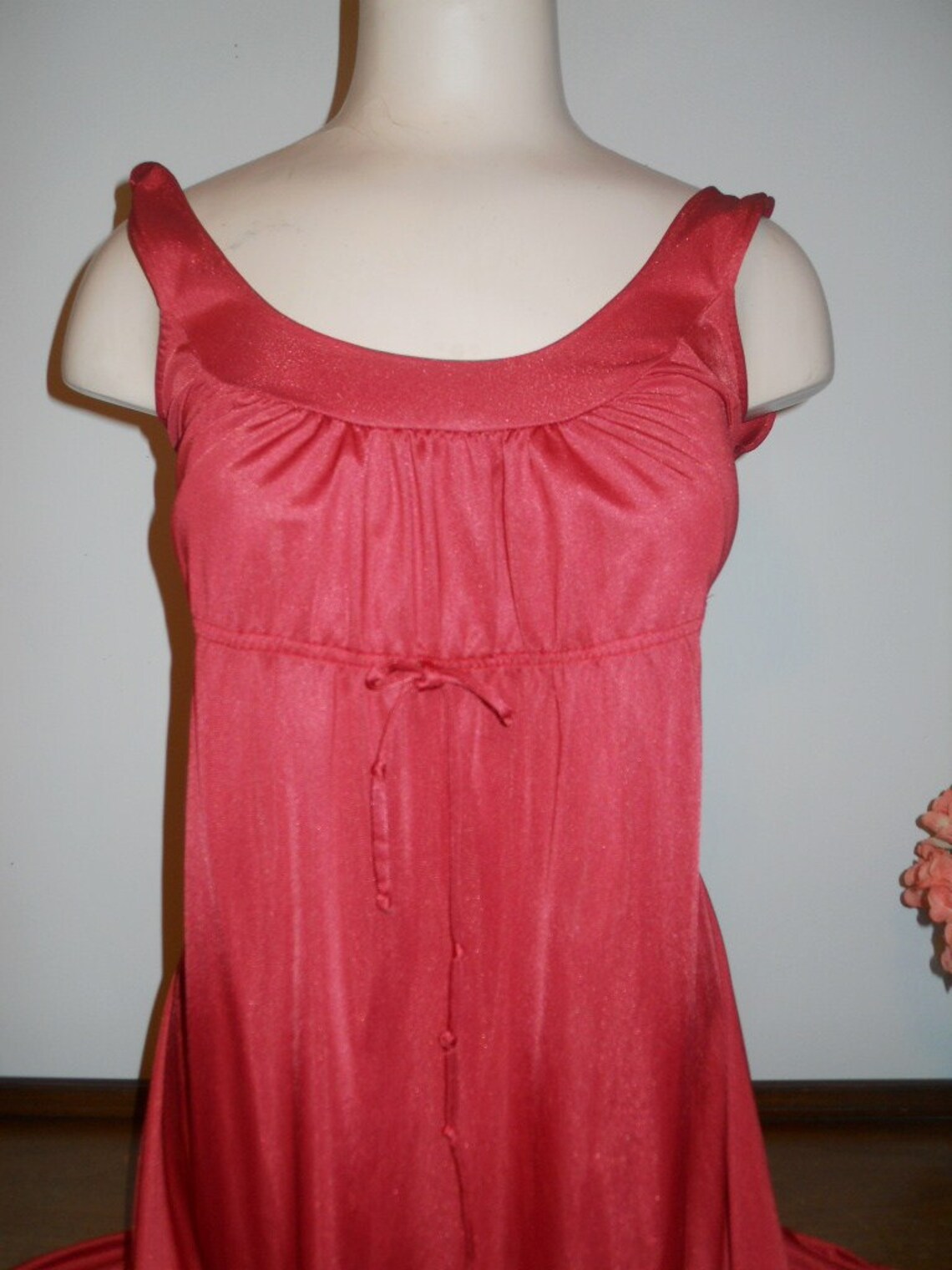 Vintage 1970's Slumber Suzy Dreamwear Long Nightgown Dark Coral Red ...