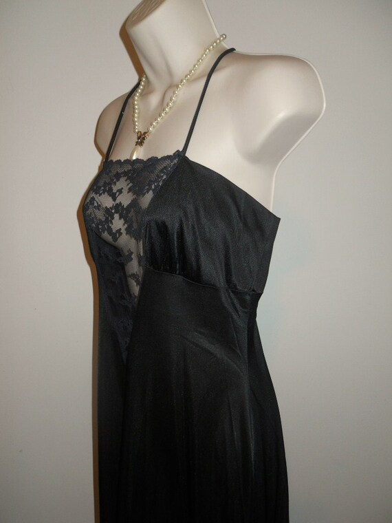 Vintage Linda Lingerie Long Black Nightgown ~ 1980s … Gem