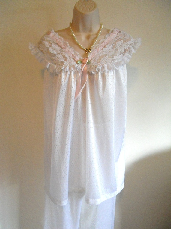 Vintage Slumber Suzy White Nylon Pajamas Pyjamas Bridal - Etsy