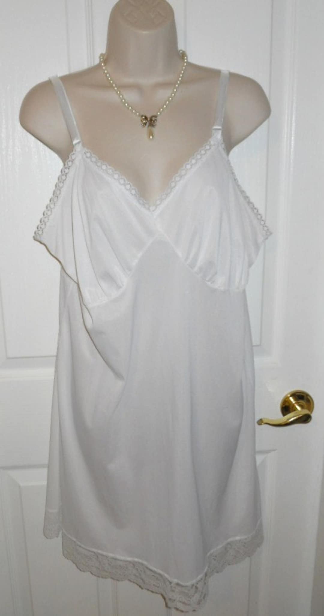 Vintage Bridal White Full Slip ~ Silky White Nylon Slip ~ Size 48 - Etsy