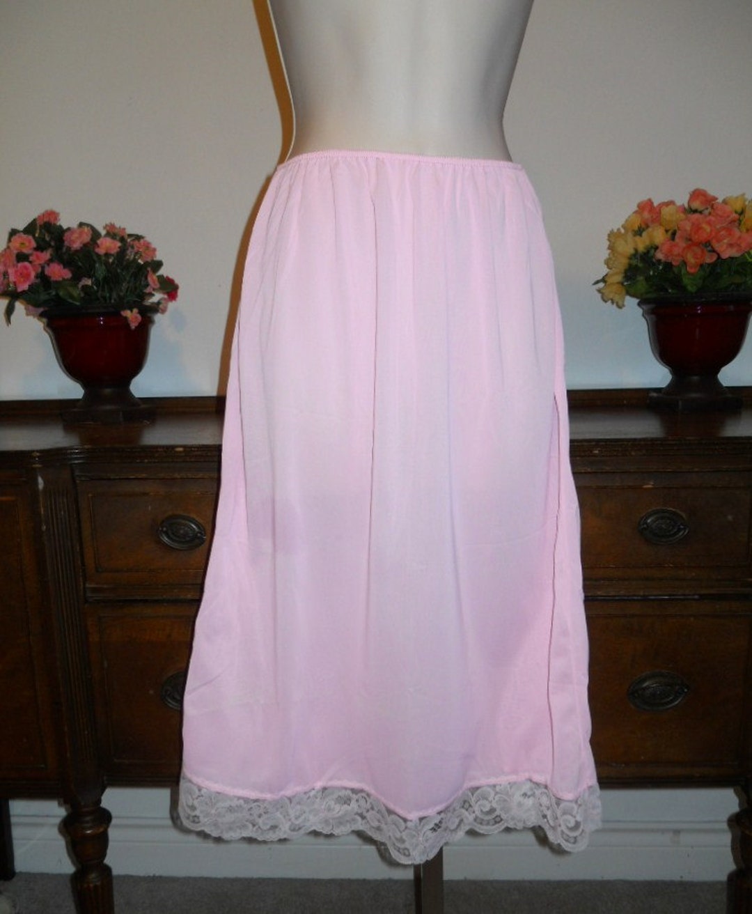Vintage 1960's PINK Half Slip Petticoat Underskirt Strawberry Pink ...