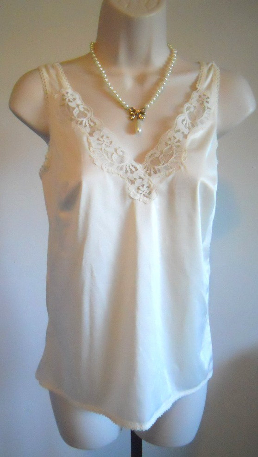 Vintage Pink Lady Cream Nylon Camisole 1980's Lacy Camisole Size 32 - Etsy