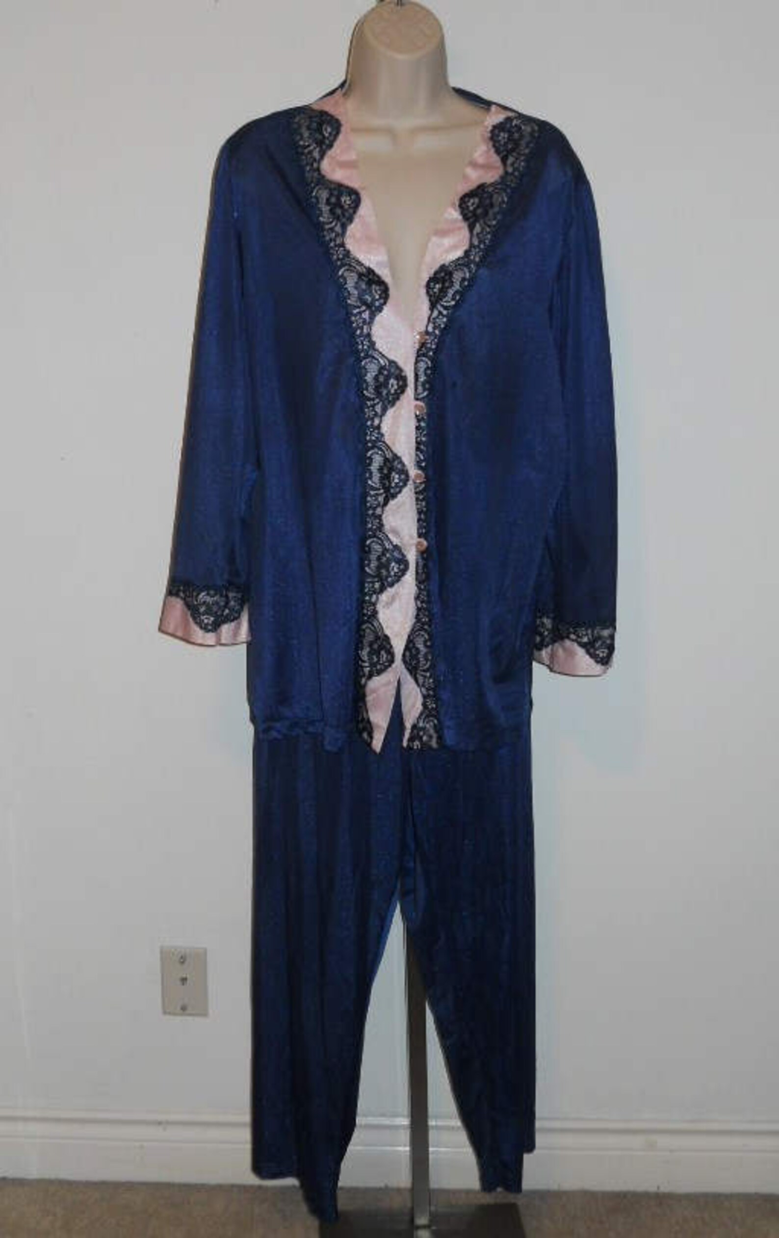 Vintage 1980's Blue Lounge Pyjamas Vintage Pajamas Pajamas Hostess Set ...