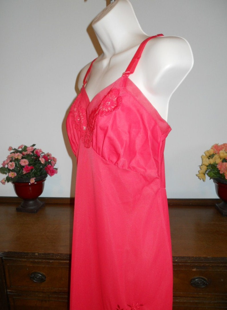 Vintage 1960's Vanity Fair Slip Red Full Slip Chemise Cherry Red Silky ...