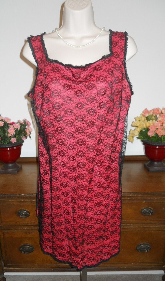Vintage Red Full Slip Chemise ~ 1950's Belinda Full S… - Gem