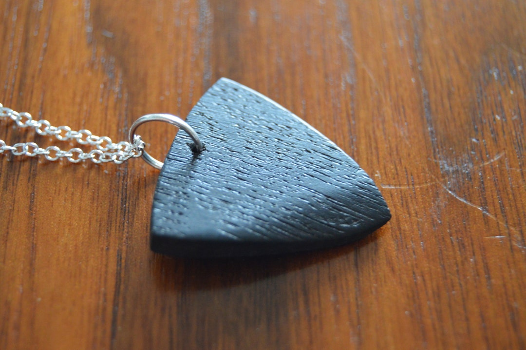 Neolithic Black Oak Plectrum/pick and Silver Chain. Unique. Ancient ...