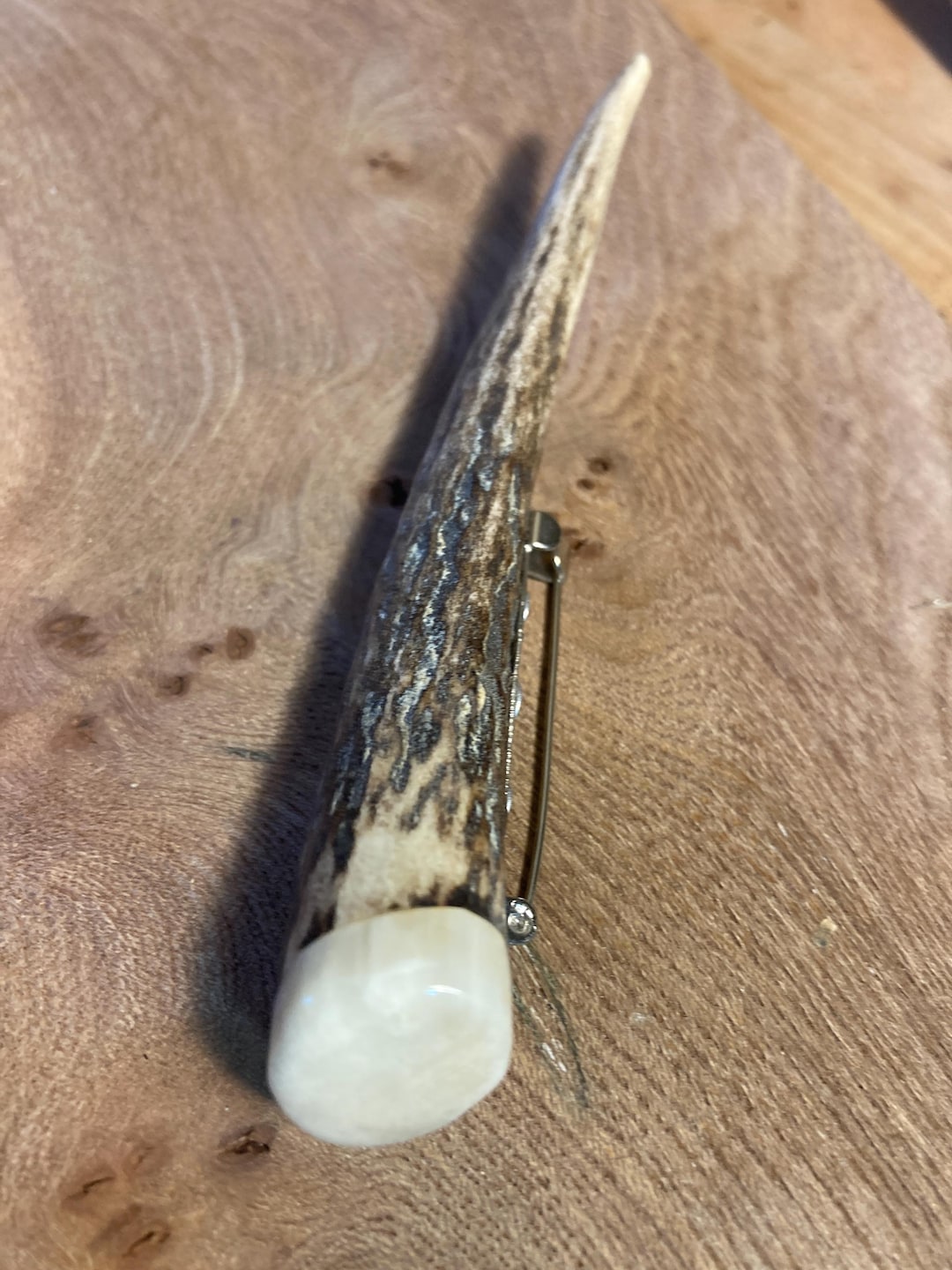 Handmade Isle of Mull Red Deer Antler Tine, Capped With Polished Cow ...