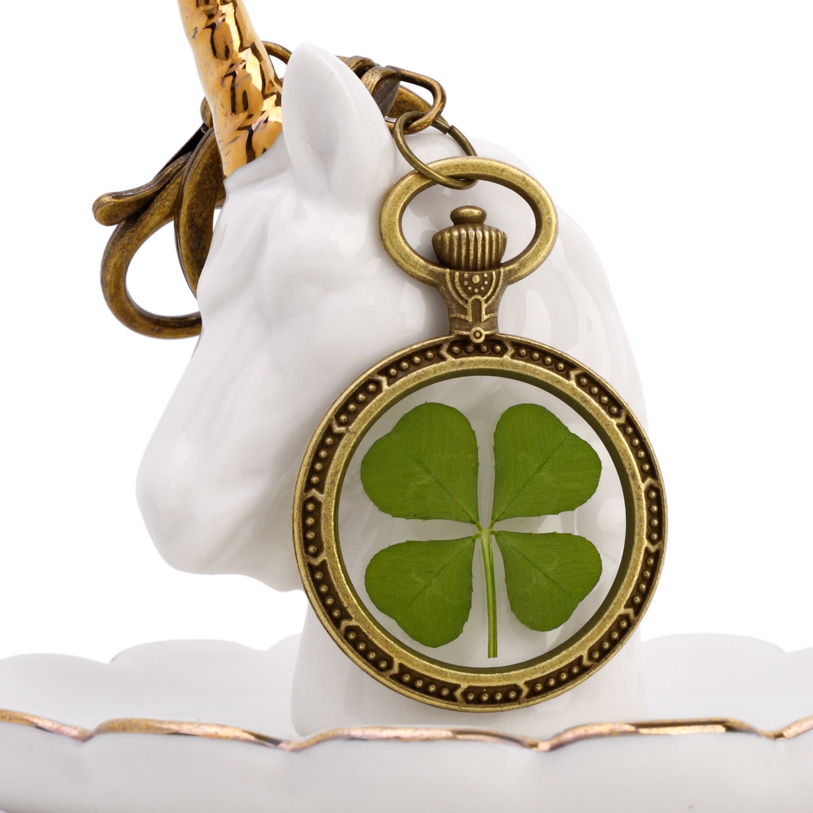 ARTMART Real Four Leaf Clover Keychain Keyring Good Luck Lucky | Etsy