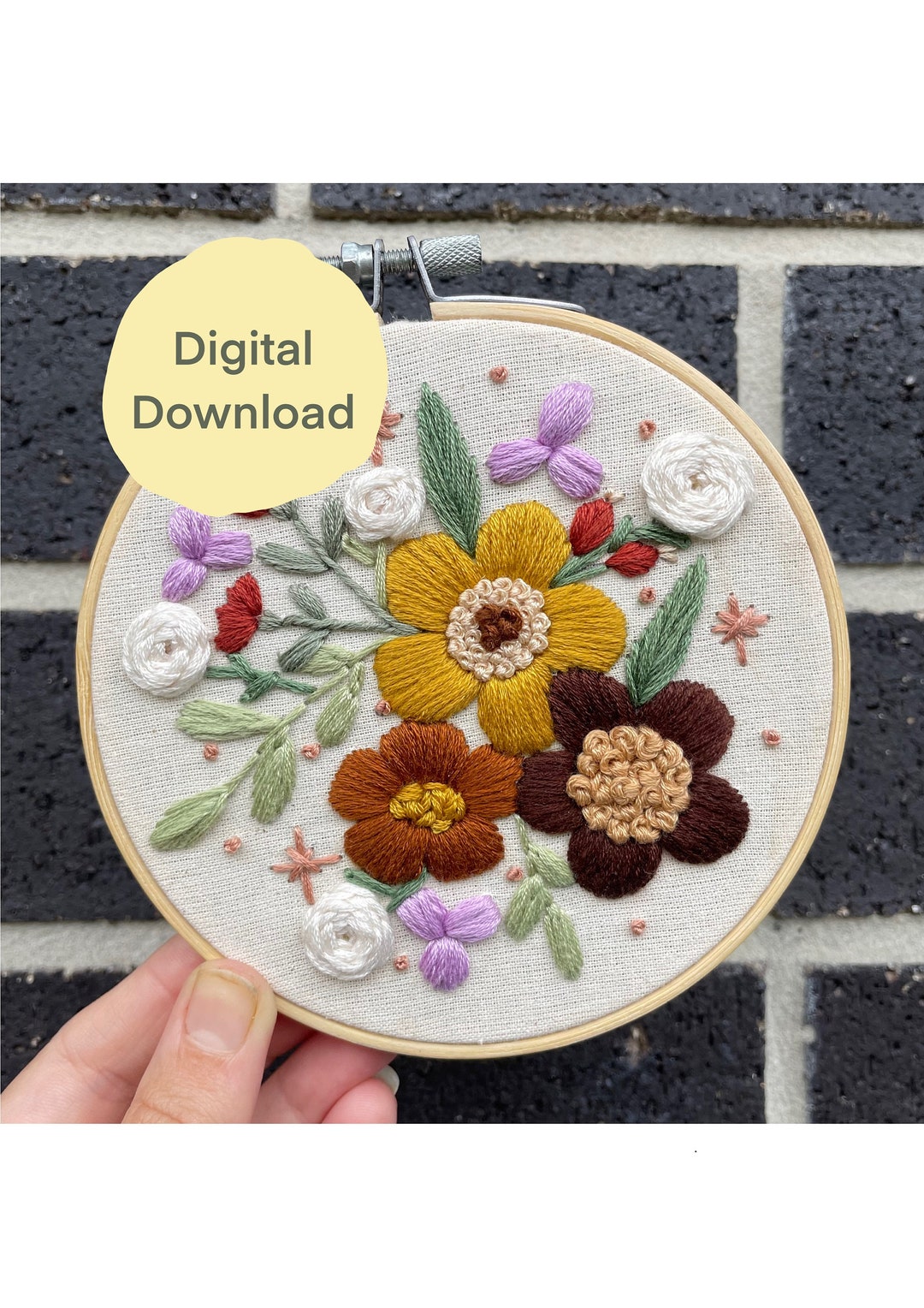 Funky Floral Embroidery Digital Download/ Handmade Embroidery/ Pdf ...