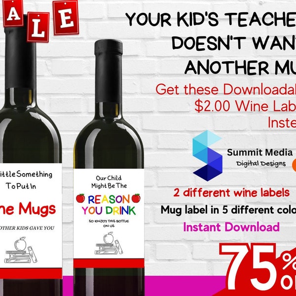 Teacher Wine Label - Etsy