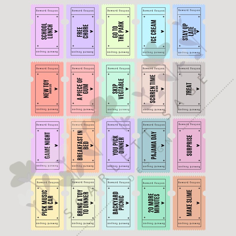 Printable Kids Reward Coupons | Fun Behavior Incentives | Reward System ...