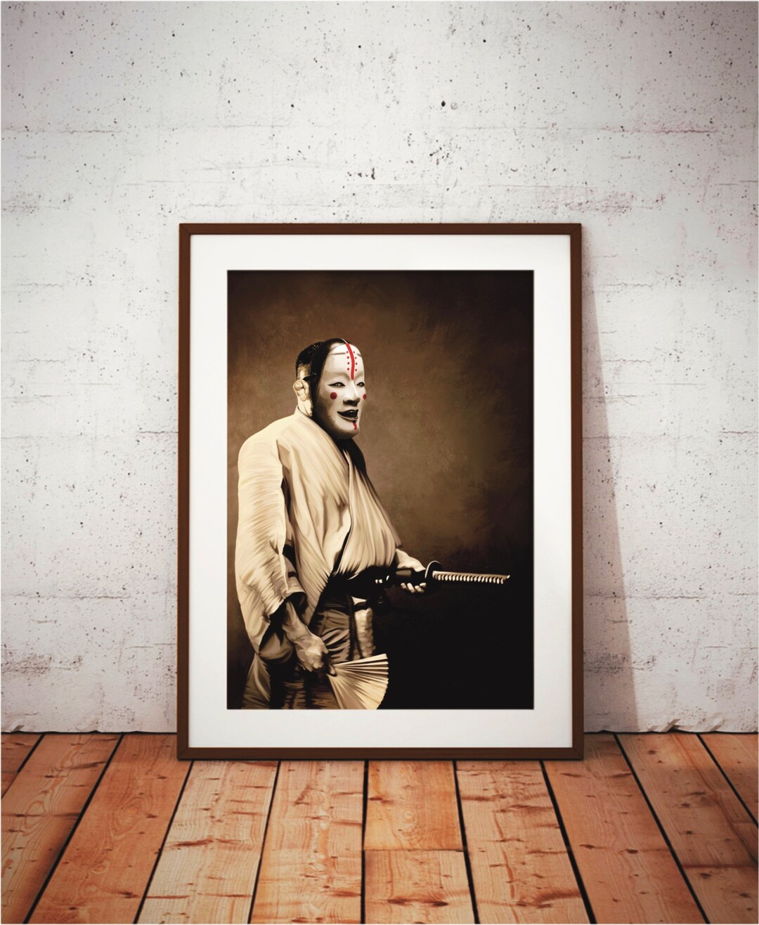 Noh Mask Samurai - Martial Arts Gift - Samurai Art - Noh Mask Art - Jiu ...