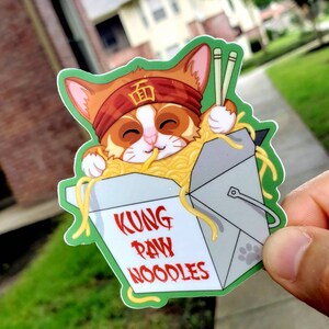 Kung Paw Noodles - Cat Lover Sticker - Chinese Noodles Design - Sticker ...