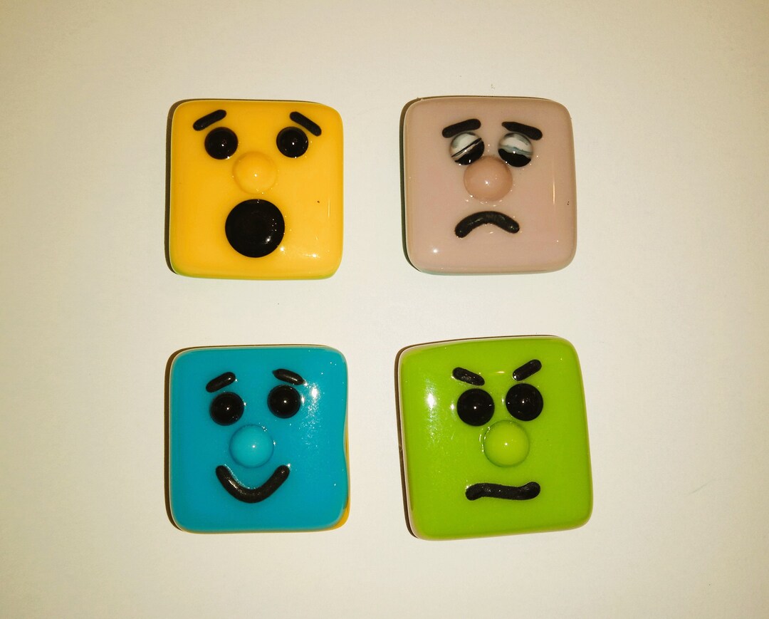 Funny Face Magnets - Fused Glass - Show Your Feelings and Emotions - Etsy
