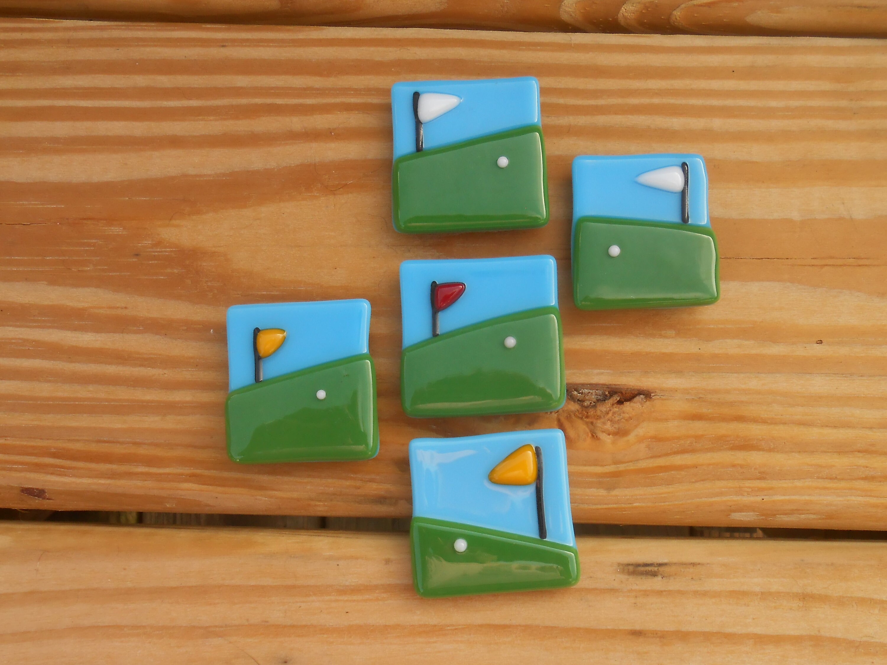 Golf Magnet made of Fused Glass Choose your favorite or buy | Etsy