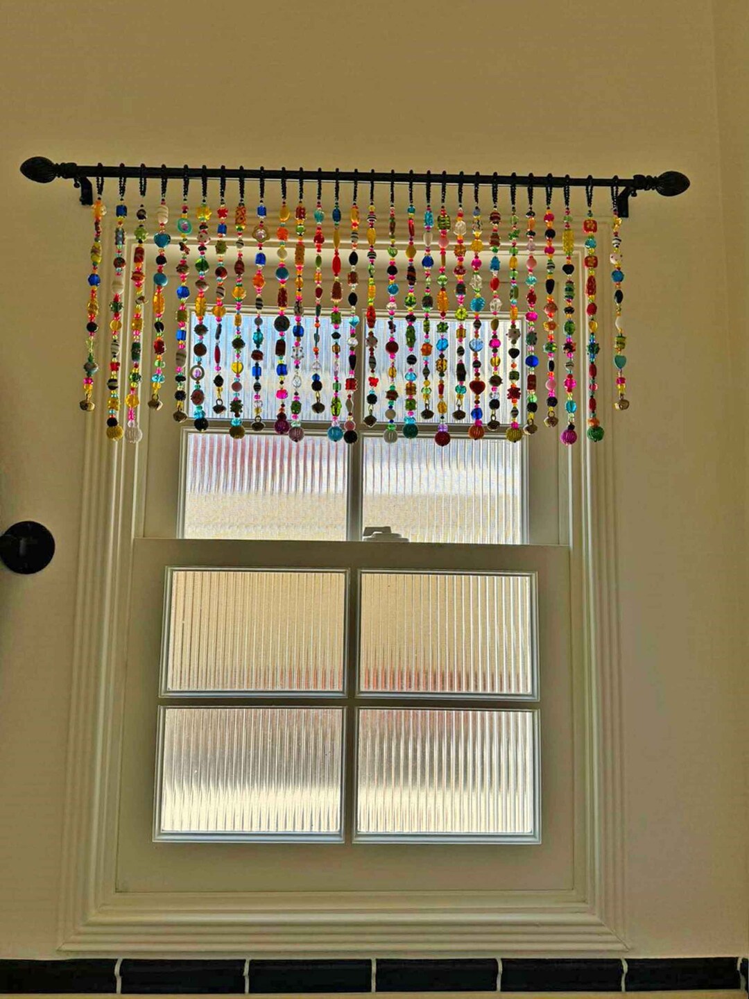 Colorful Bohemian Unique Hand-made Beaded Valance for Your Bathroom - Etsy