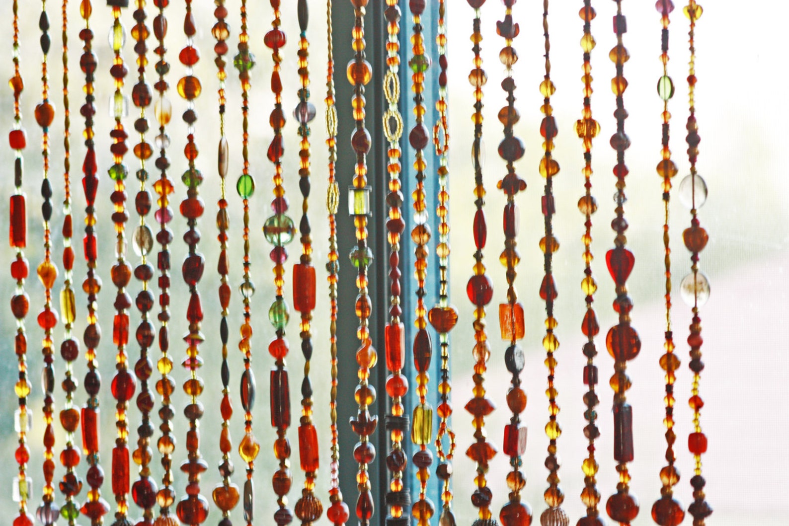 Bohemian Window Beaded Curtain in Shadows of Brown Amber Gold - Etsy