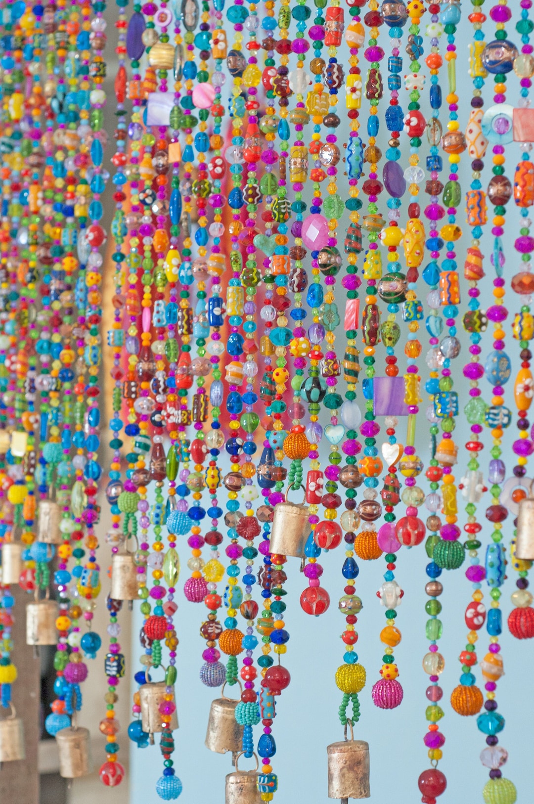 Bohemian Glass Bead Curtain With Brass Bells - Made to Order - Etsy