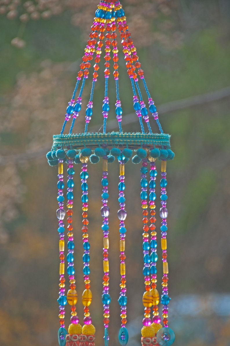 Unique Colorful Wind Chime With Brass Bells and Fabric Tassels - Etsy