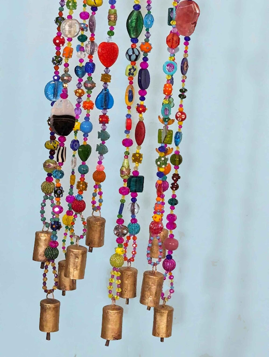 Boho Large Mobile Wind Chime - Colorful Glass Bead Hanging Decor for ...