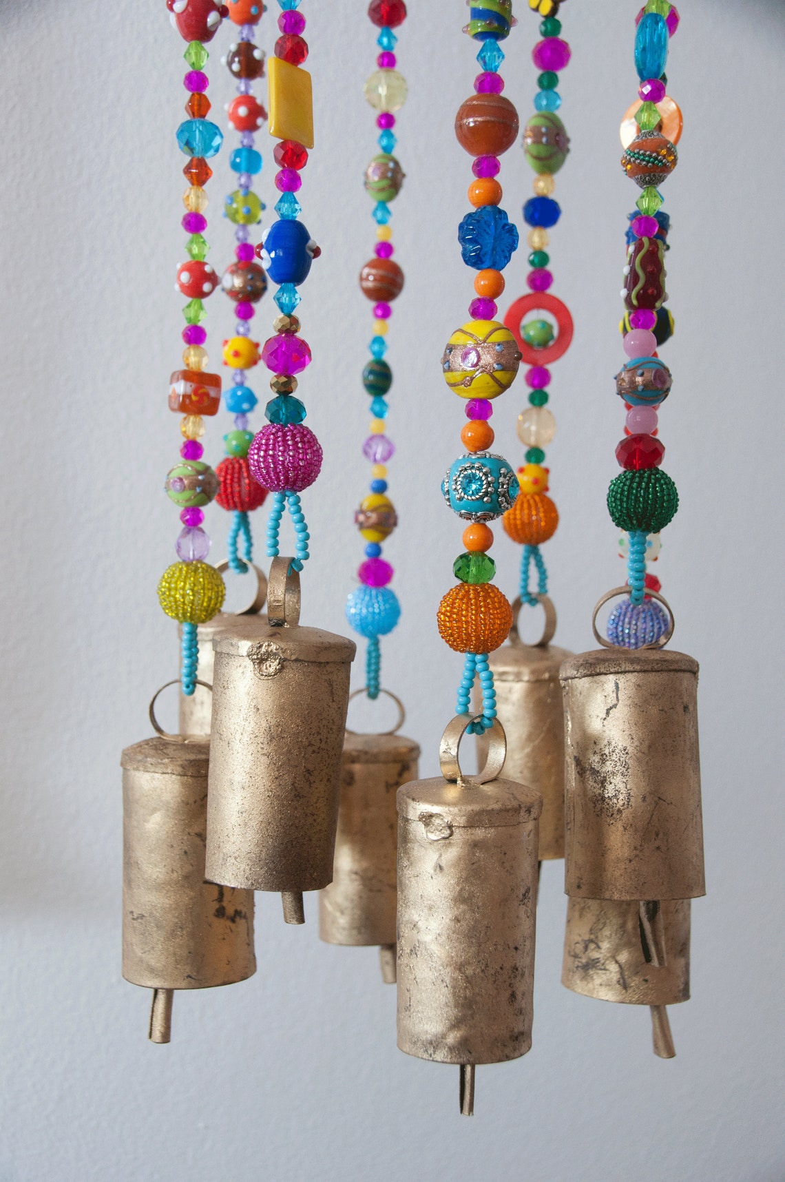 Bohemian Beaded Mobile with Brass bells Bohemian Suncatcher | Etsy