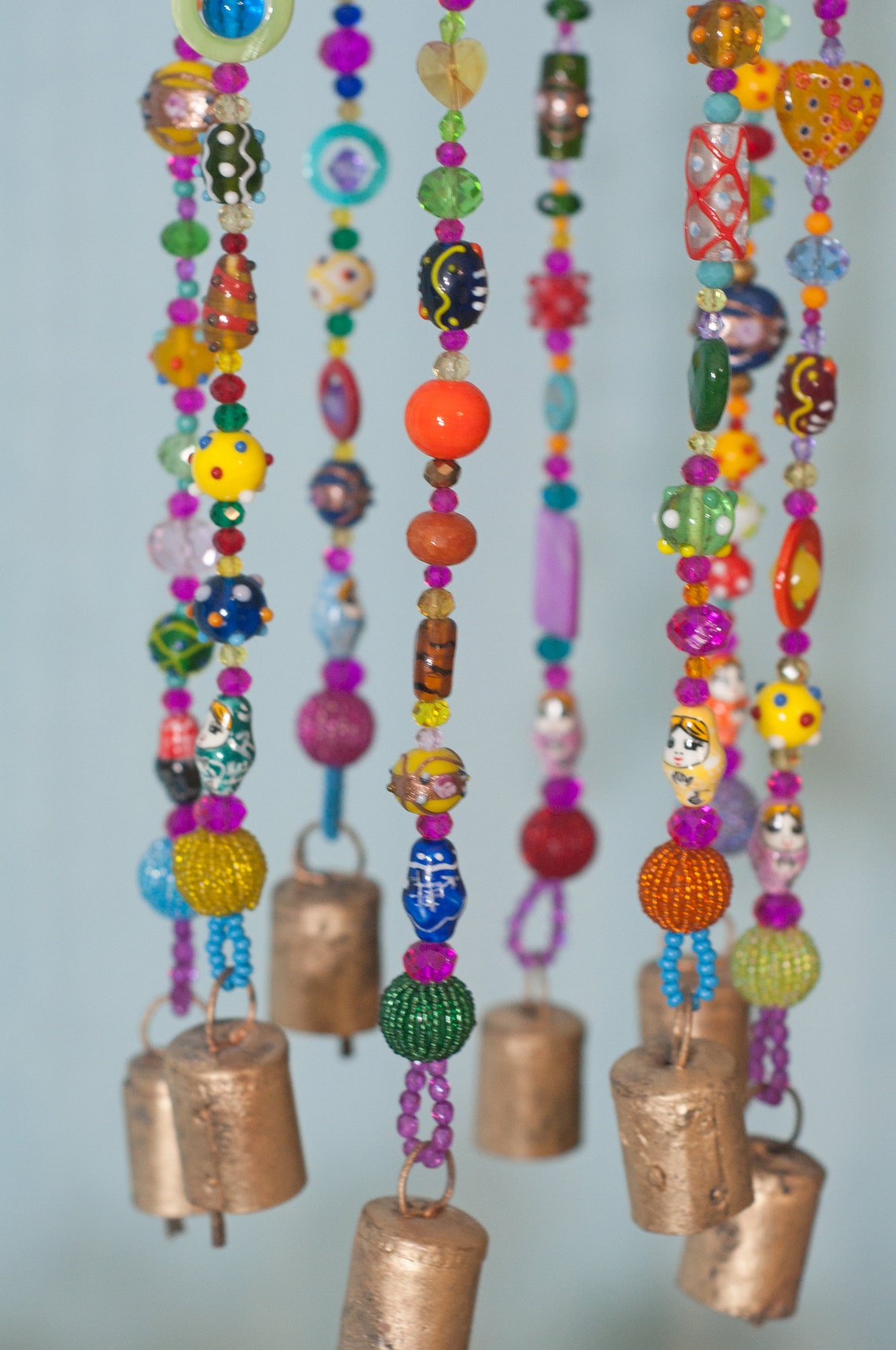 Colorful Bohemian Wind Chime With Brass Bells made to Order - Etsy