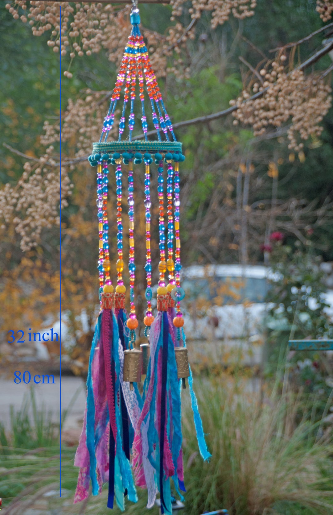 Unique Colorful Wind Chime With Brass Bells and Fabric Tassels - Etsy