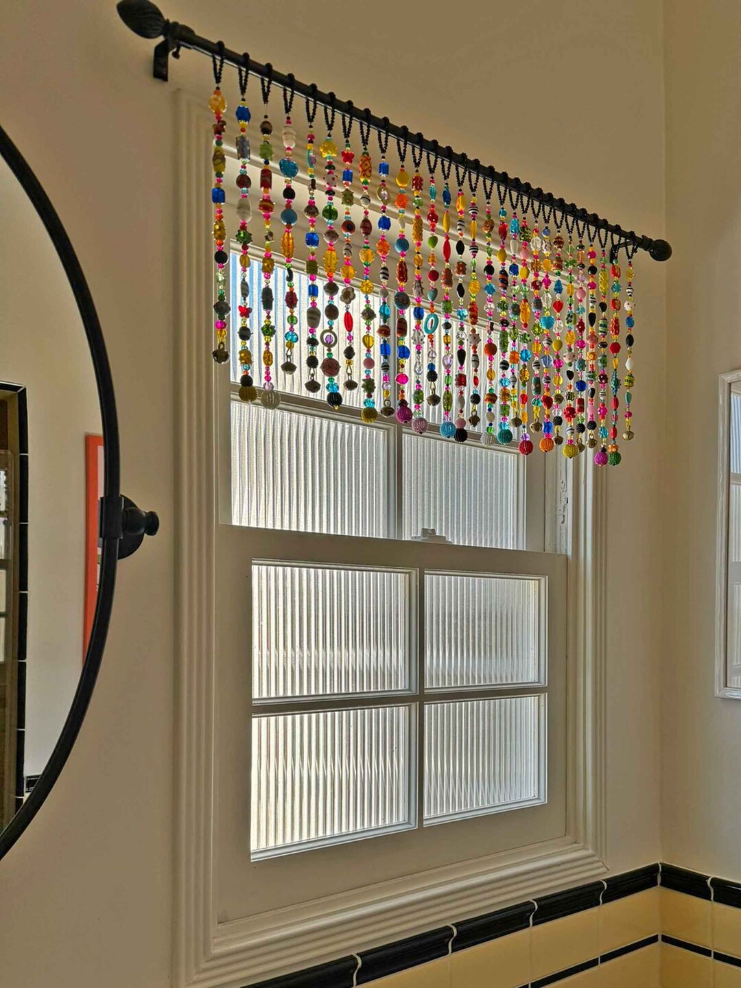 Colorful Bohemian Unique Hand-made Beaded Valance for Your Bathroom - Etsy