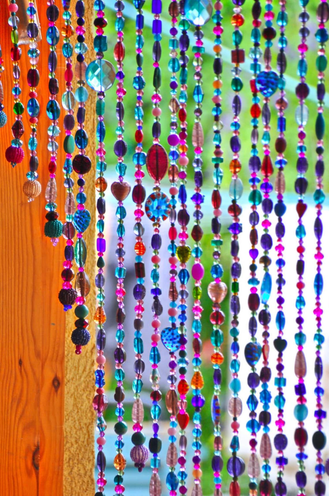 Boho Beaded Doorway Curtain: Colorful Glass Beads, Bohemian Decor ...