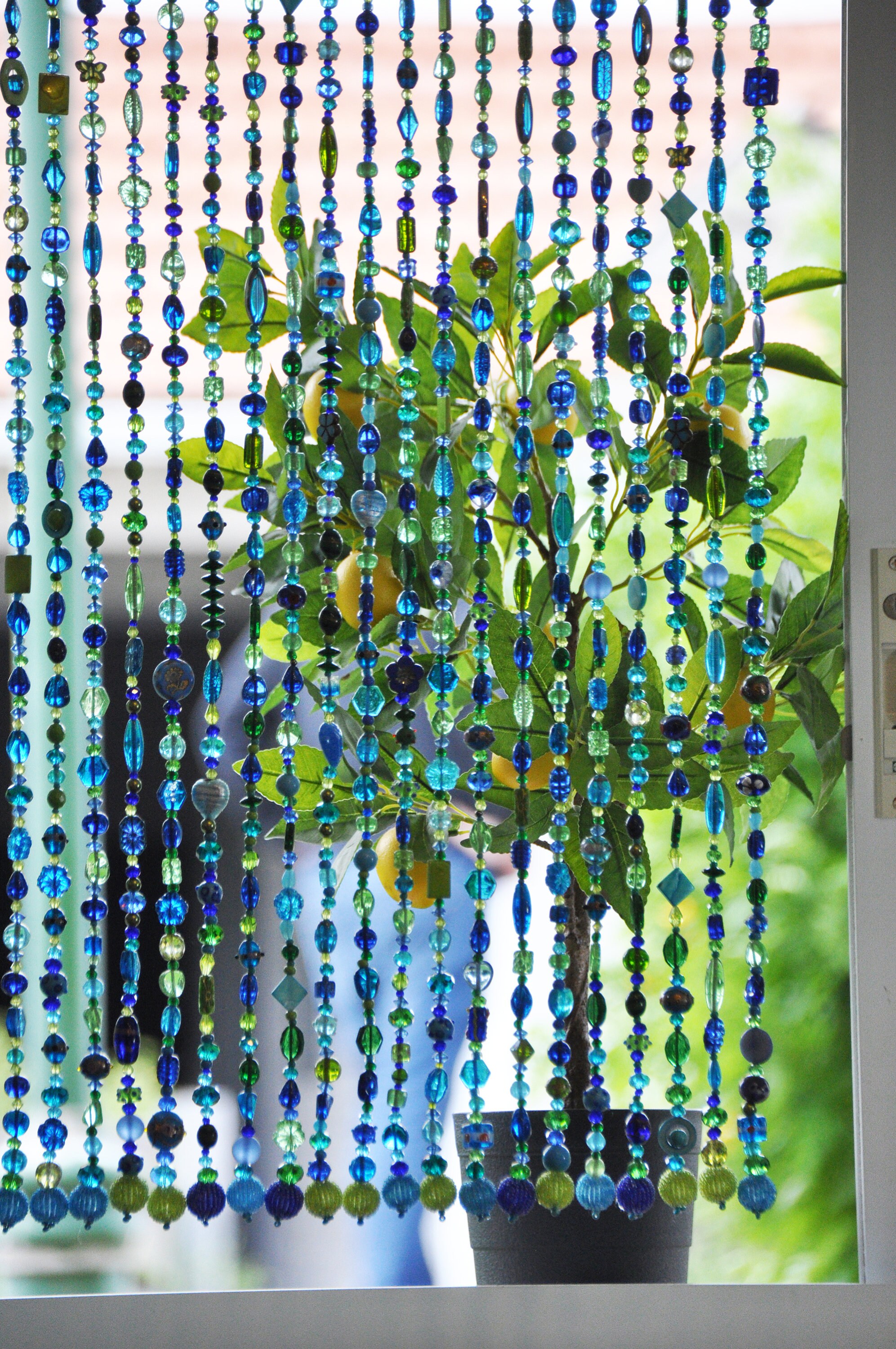 Blue Turquoise and Green Shades Beaded Curtain 25 beaded | Etsy