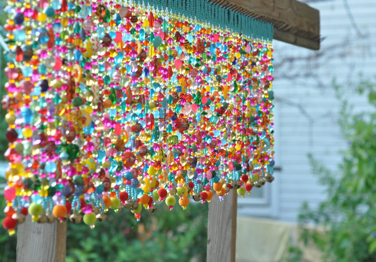 Colorful Glass-beaded Window Valance, Unique Home Decor, Boho Window ...