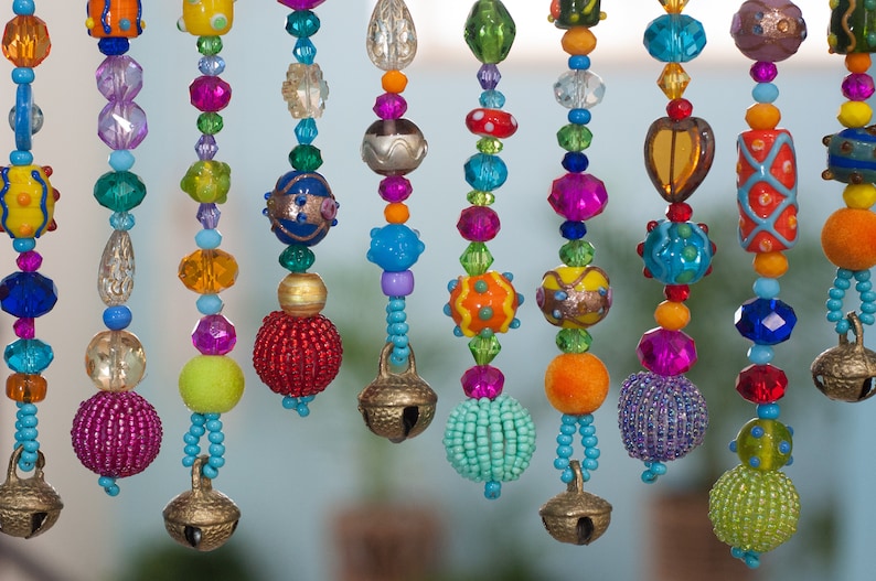 Bohemian Colorful Hand Made Beaded Curtain-valance made to - Etsy