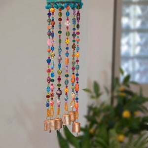 Boho Bliss Wind Chime: Handmade Colorful Beaded Delight With Brass ...