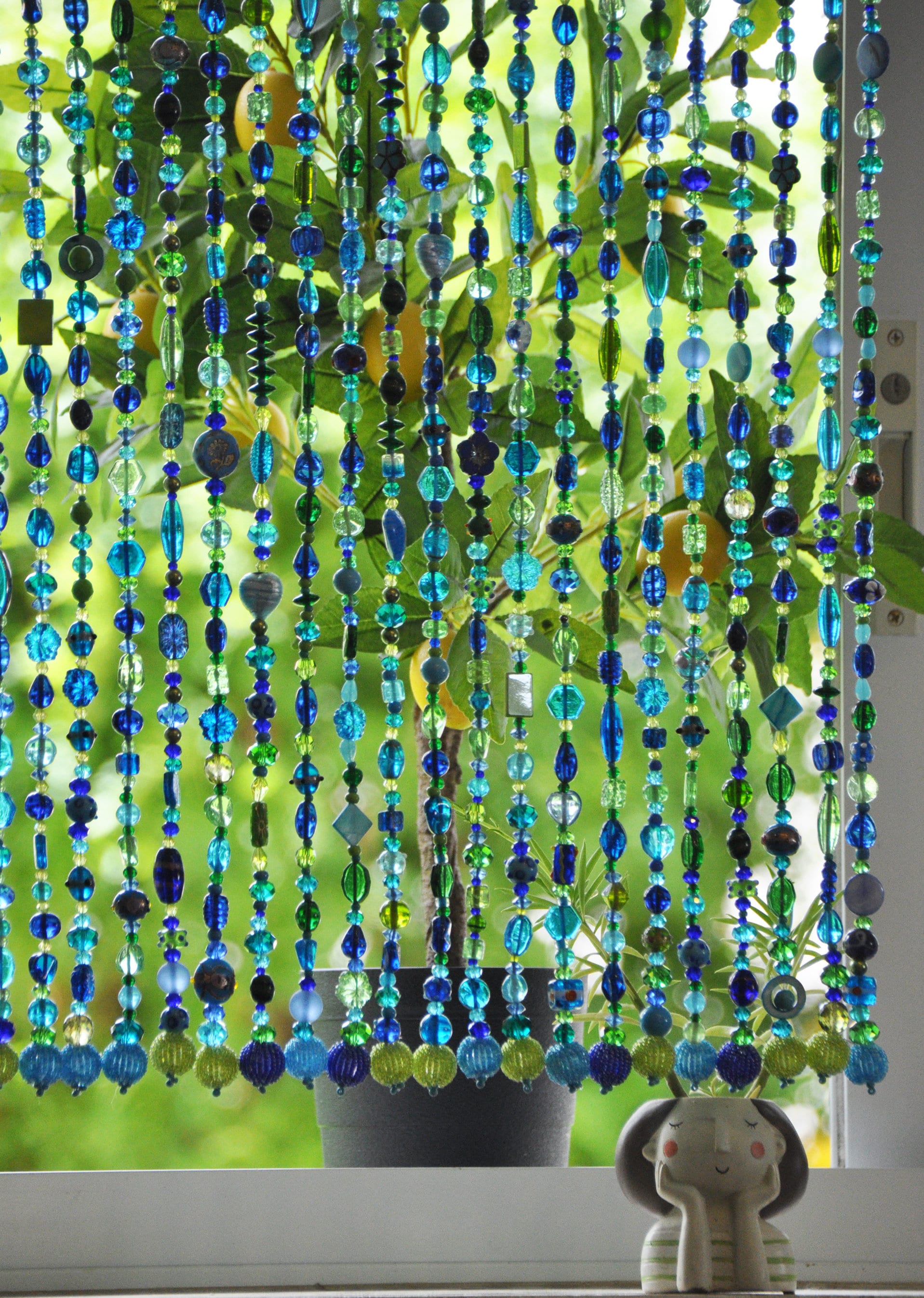 Blue Turquoise and Green Shades Beaded Curtain 25 beaded | Etsy