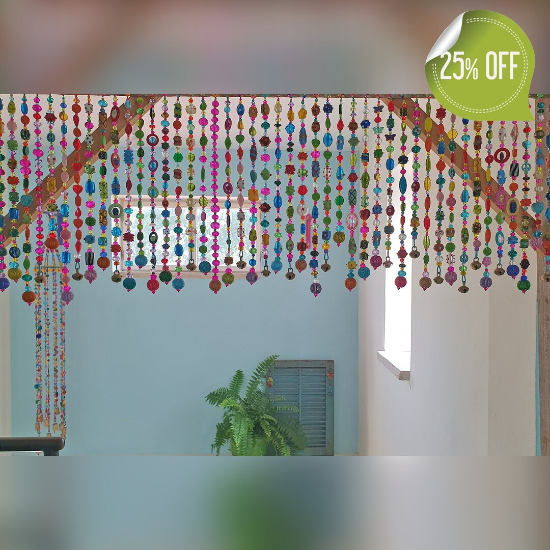 Colorful Unique Hand Made Beaded Valance Colorful Beaded - Etsy