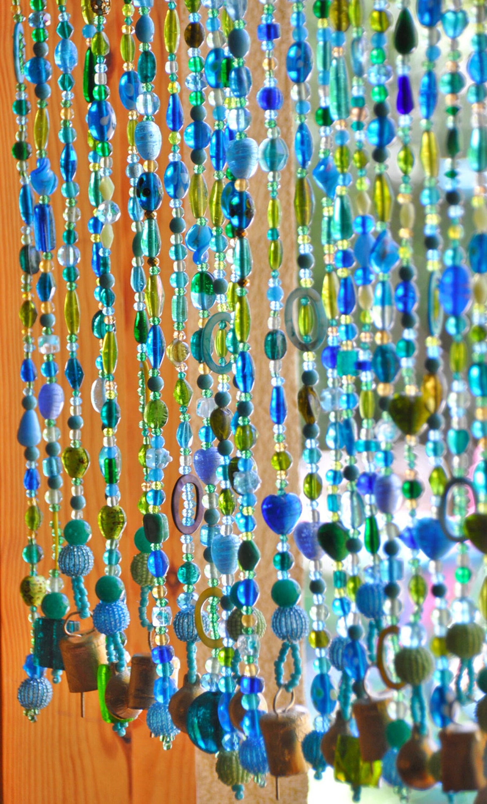 Beaded Curtains in Shadows of Blue Turquoise Green & - Etsy