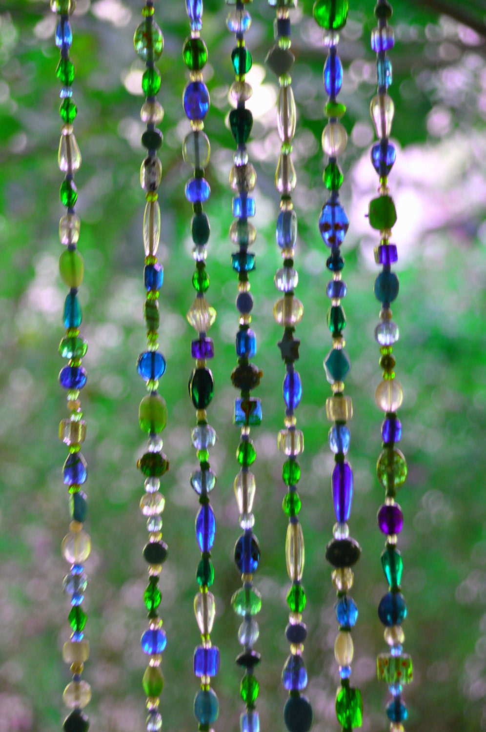 Blue & Green Glass Beaded Curtain: Boho Home Decor - Etsy