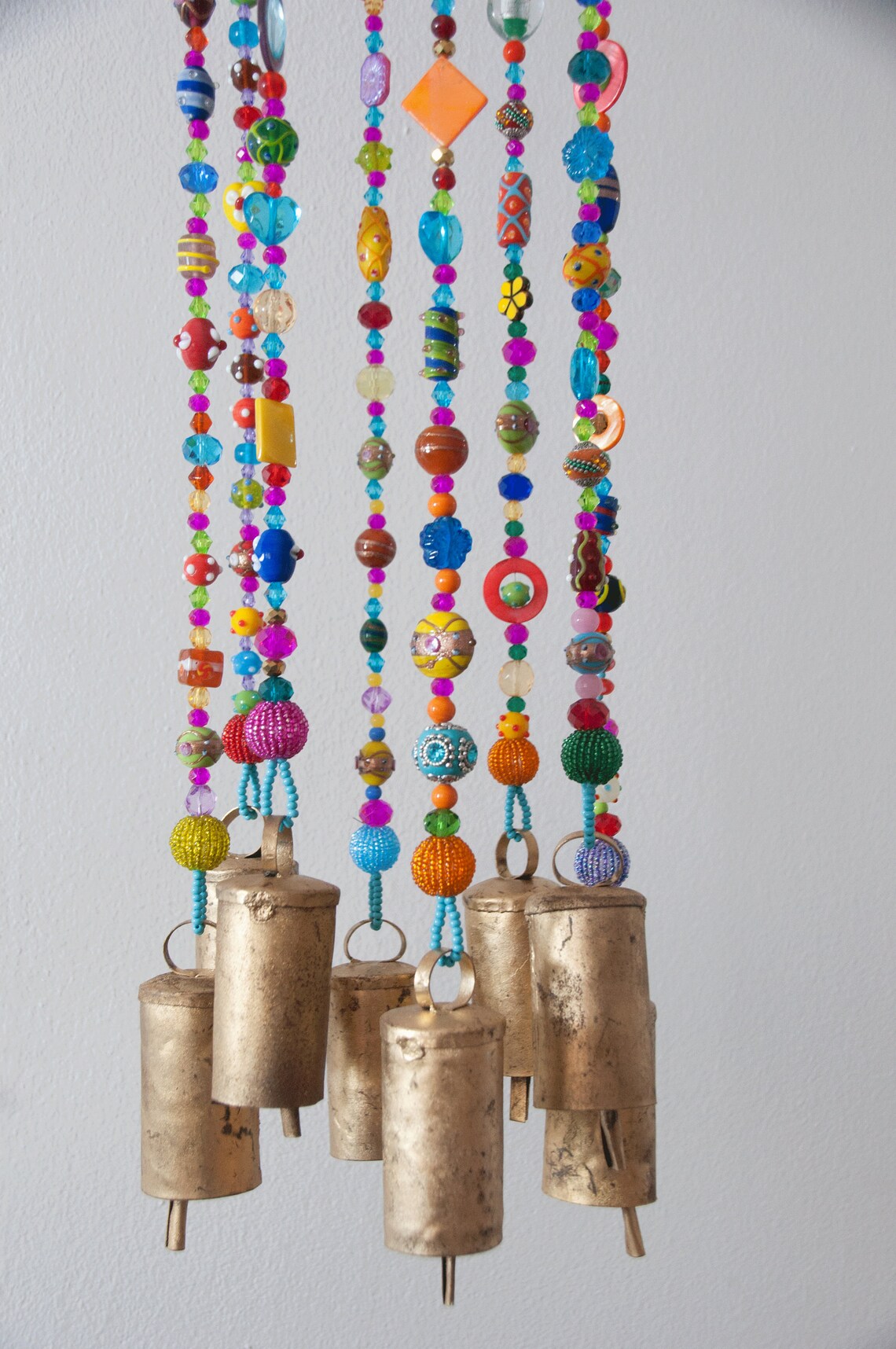 Bohemian Beaded Mobile with Brass bells Bohemian Suncatcher | Etsy