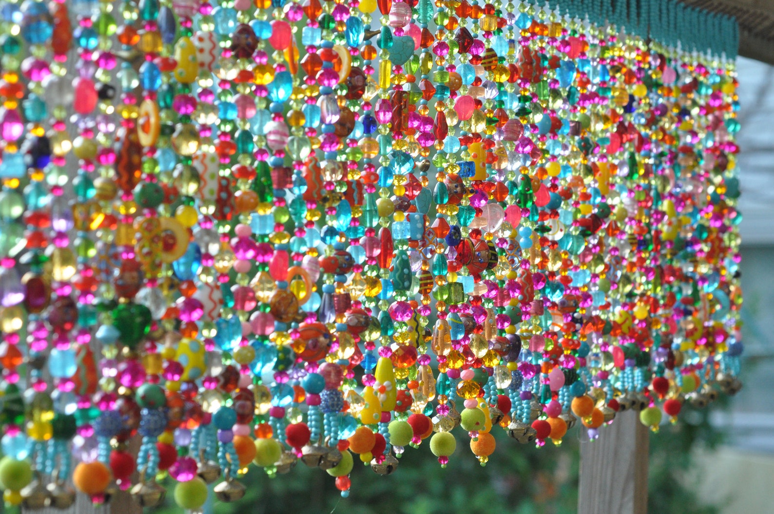 Colorful Glass-beaded Window Valance, Unique Home Decor, Boho Window ...