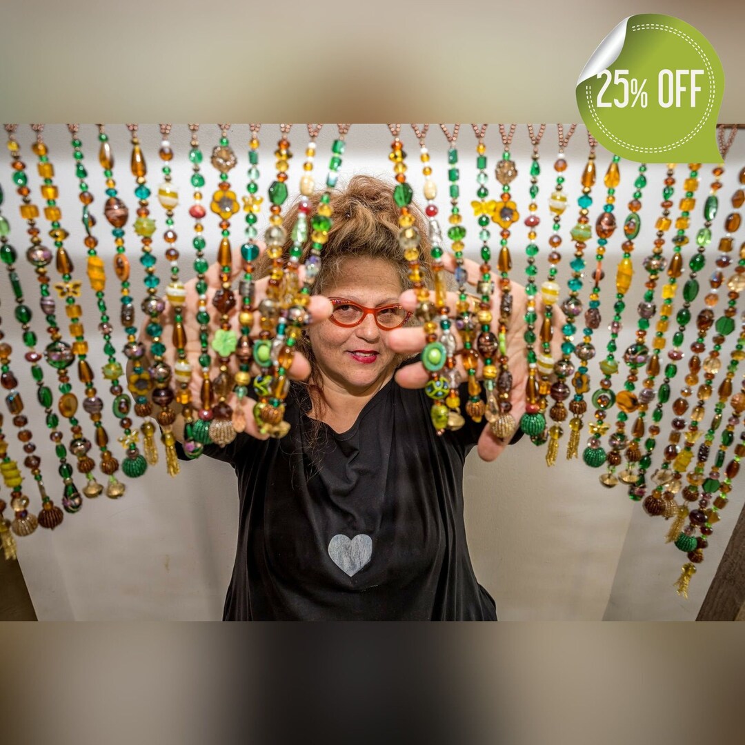 Beaded Valance, Beads Curtain, Suncatcher, Boho Window Décor, Glass ...