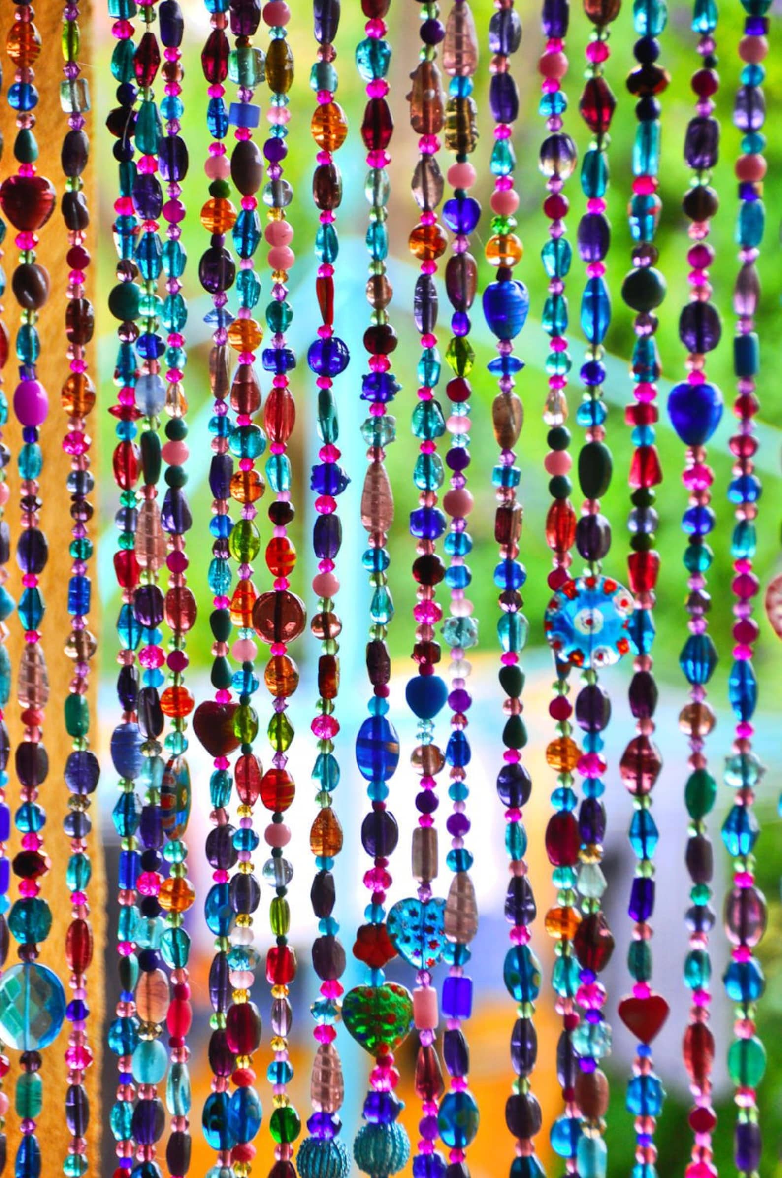 Boho Beaded Doorway Curtain: Colorful Glass Beads, Bohemian Decor - Etsy