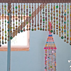 Boho Beaded Valance: Glass Bead Curtain, Suncatcher Window Decor - Etsy