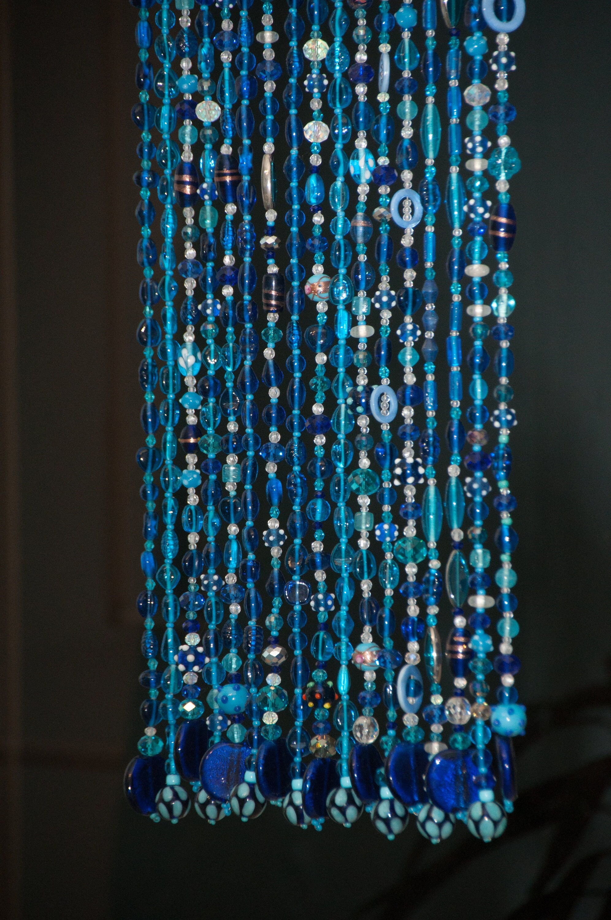 Blue Beaded Curtain: Boho Home Decor, Window or Wall Hanging - Etsy