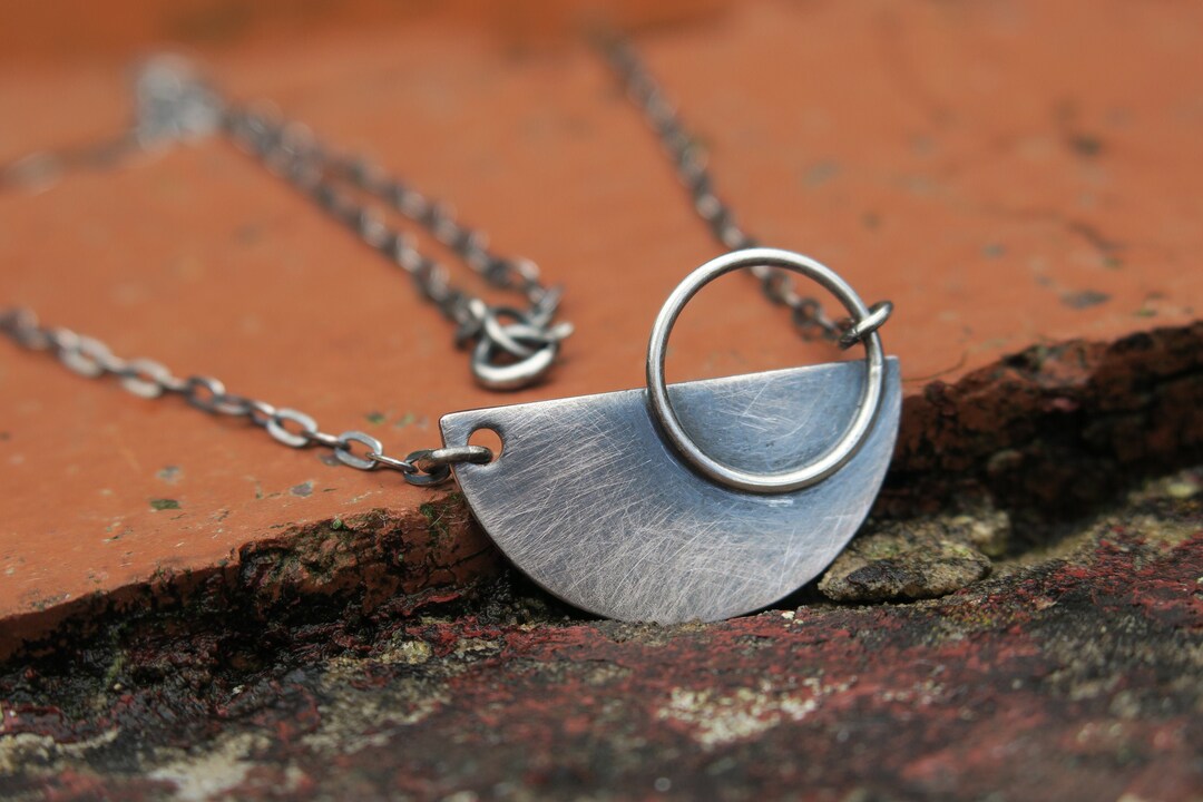 Half Circle Geometric Pendant Necklace • Contemporary Jewellery ...